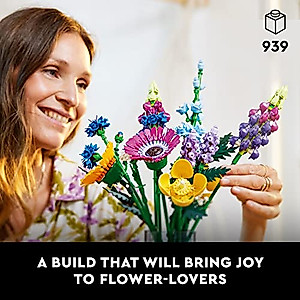 LEGO Icons Wildflower Bouquet 10313 Set - Artificial Flowers with Poppies and Lavender, Adult Collection, Unique Home Décor, Botanical Piece for Wife, Spring Flowers