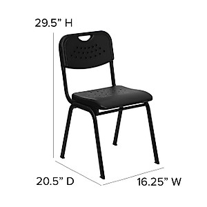 Flash Furniture HERCULES Series 880 lb. Capacity Black Plastic Stack Chair with Open Back and Black Frame