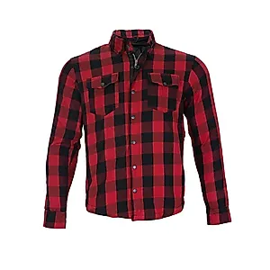 Mens Motorcycle Lightweight Waterproof CE armor Blk/Red Checkered Flannel Riding Jacket Shirt (as1, alpha, xx_l, regular, regular, XX-Large)