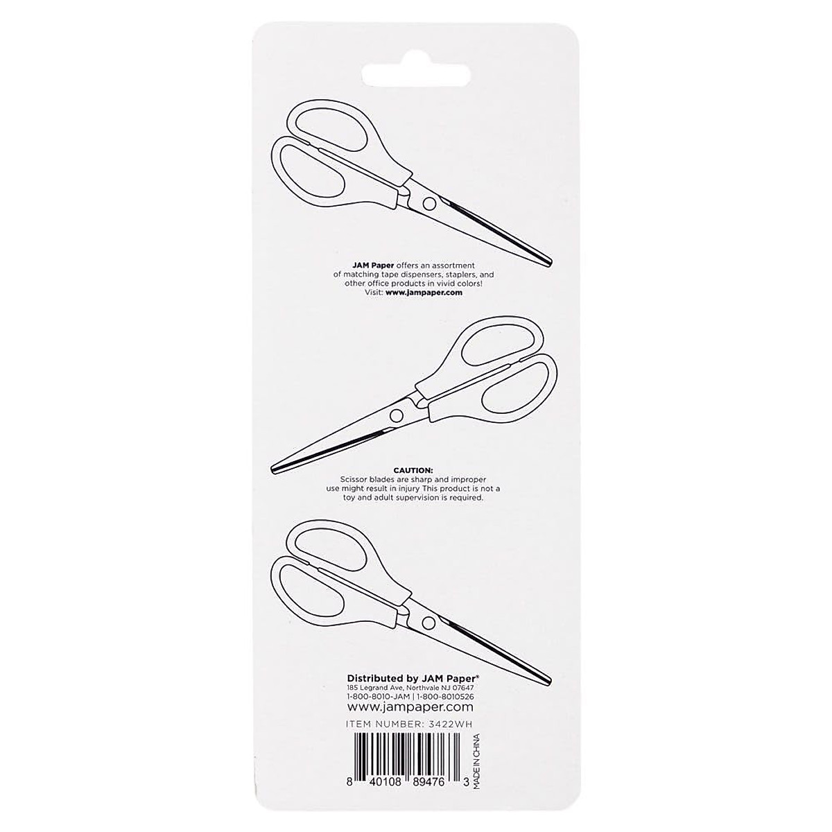 JAM PAPER Arts & Crafts Scissors - 6 3/4 Inch - White - Ergonomic Handle & Stainless Steel Pointed Tip Blades - Sold Individually