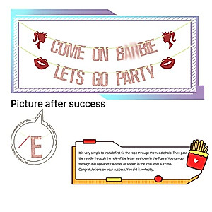 Come on Ba*bie Lets Go Party Banner, Bachelorette Party Decorations, Ba*bie Theme Party Banner Decor, Bride To Be, Bridal Shower Party Decorations Rose Gold and Red Glitter