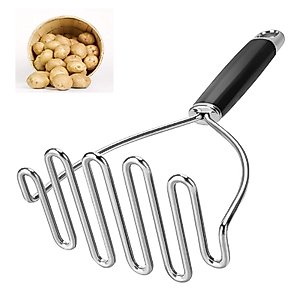 Potato Masher, Potato Masher Stainless Steel, Heavy Duty Mashed Potatoes Masher, Professional Metal Wire Masher Kitchen Tool for Bean, avocado, Vegetable-10.24 inch （Silver）
