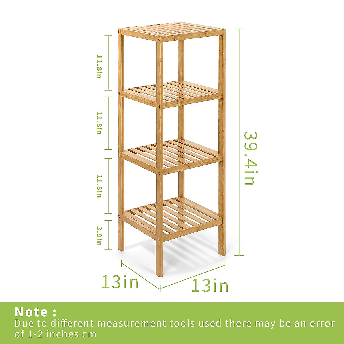 OUTREE 4-Tier Bamboo Shelf, Bamboo Bookshelf, Freestanding Storage Stand, Bathroom Storage Organizer for Living Room, Bedroom, Office, Bathroom, Study Room, Easy Assembly