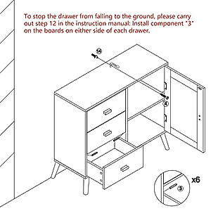 WEENFON Storage Cabinet with 3 Drawers & Barn Door, Mid Century Floor Cabinet with Adjustable Shelf, Buffet Cabinet, Wooden Accent Cabinet for Living Room, Bedroom, Dining Room, Rustic Brown