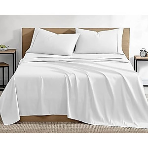 Bluemoon Homes King Size Egyptian Cotton Sheets,1000 Thread Count, 4Pc King Size Sheets Set, Smooth Sateen Weave King Sheets, 18" Deep Pocket, Ultra Luxury Sheets, King Sheet Set - White Sheets