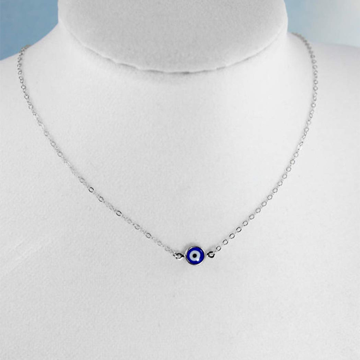 GENBREE Boho Choker Necklace Evil Eye Necklaces Chain Short Jewelry for Women (Blue)