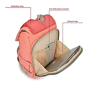 Qimiaobaby Diaper Bag Backpack, Multifunctional Large-Capacity Diaper Storage Bag (Pink)