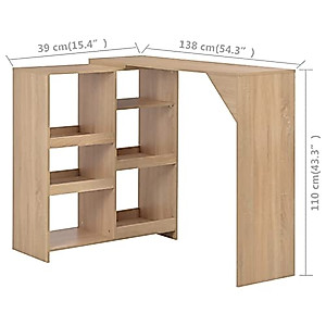 MBFLUUML Display Shelf, Shelf Unit, Bar Table with Moveable Shelf Oak 54.3"x15.4"x43.3" Can be Used in Living Room, Kitchen.