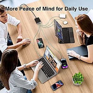 USB C Charger, 125W GaN 6 Port USB C Laptop Wall Charger Block Adapter, 65W Super Fast Type C Charging Station Hub for MacBook Pro/Air, iPad, iPhone 14 13 12 Pro Max, Samsung Galaxy Note, Steam Deck