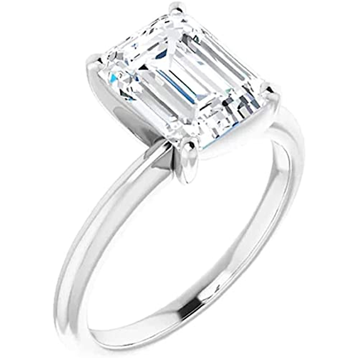 Moissanite World Minimalist Round Diamond Engagement Ring, Emerald Cut 3.00CT, Colorless Moissanite Ring, 925 Sterling Silver, Solitaire Engagement Ring, Wedding Ring, (5.5)