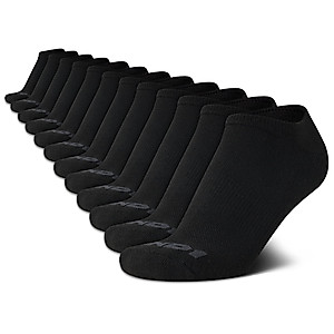 AND1 Men's Athletic Arch Compression Cushion Comfort No Show Socks (12 Pack), Size 6-12.5, Black
