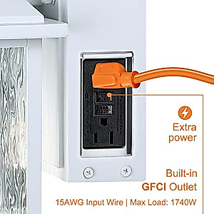 Dusk to Dawn White Outdoor Porch Lights with 2 GFCI Outlets, Waterproof Wall Lights Mount for House, Aluminum Anti-Rust Exterior Light Fixture, Wall Sconce, Wall Lamp, Wall Lantern for Balcony, Garage