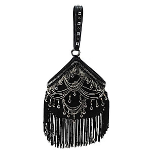 Mary Frances Swag Embellished Leather Wristlet Handbag, Black