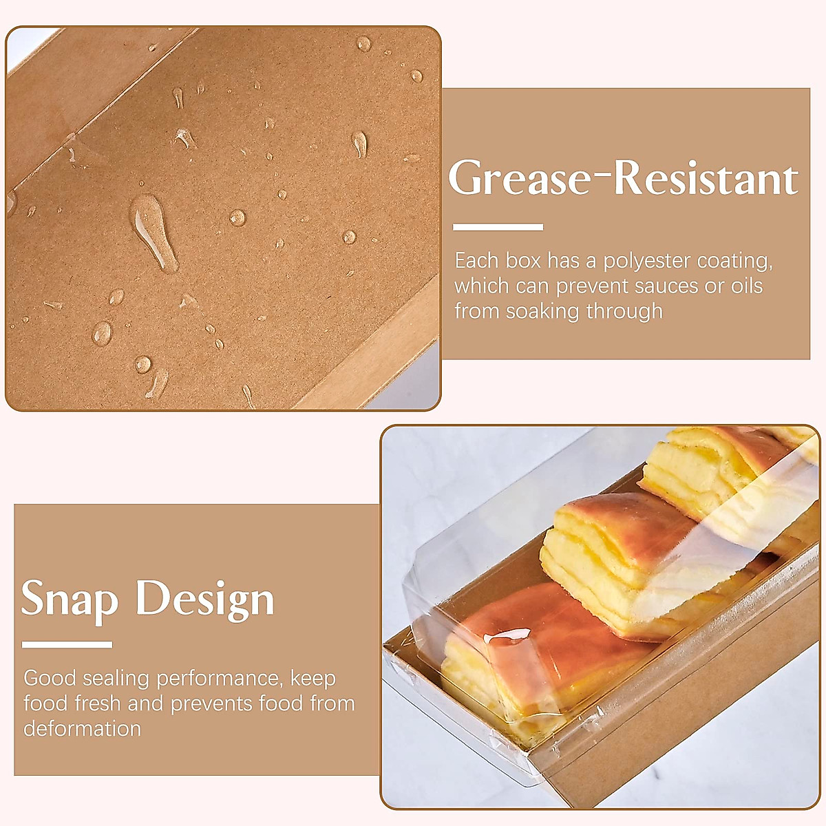 ZORRITA 100 Pack Charcuterie Boxes with Clear Lids, 7.5 Inch Small Kraft Paper Charcuterie Boxes To Go Treat Containers for Desserts, Cookies, Sandwich, Pastry, Strawberries and Cupcakes (Brown)