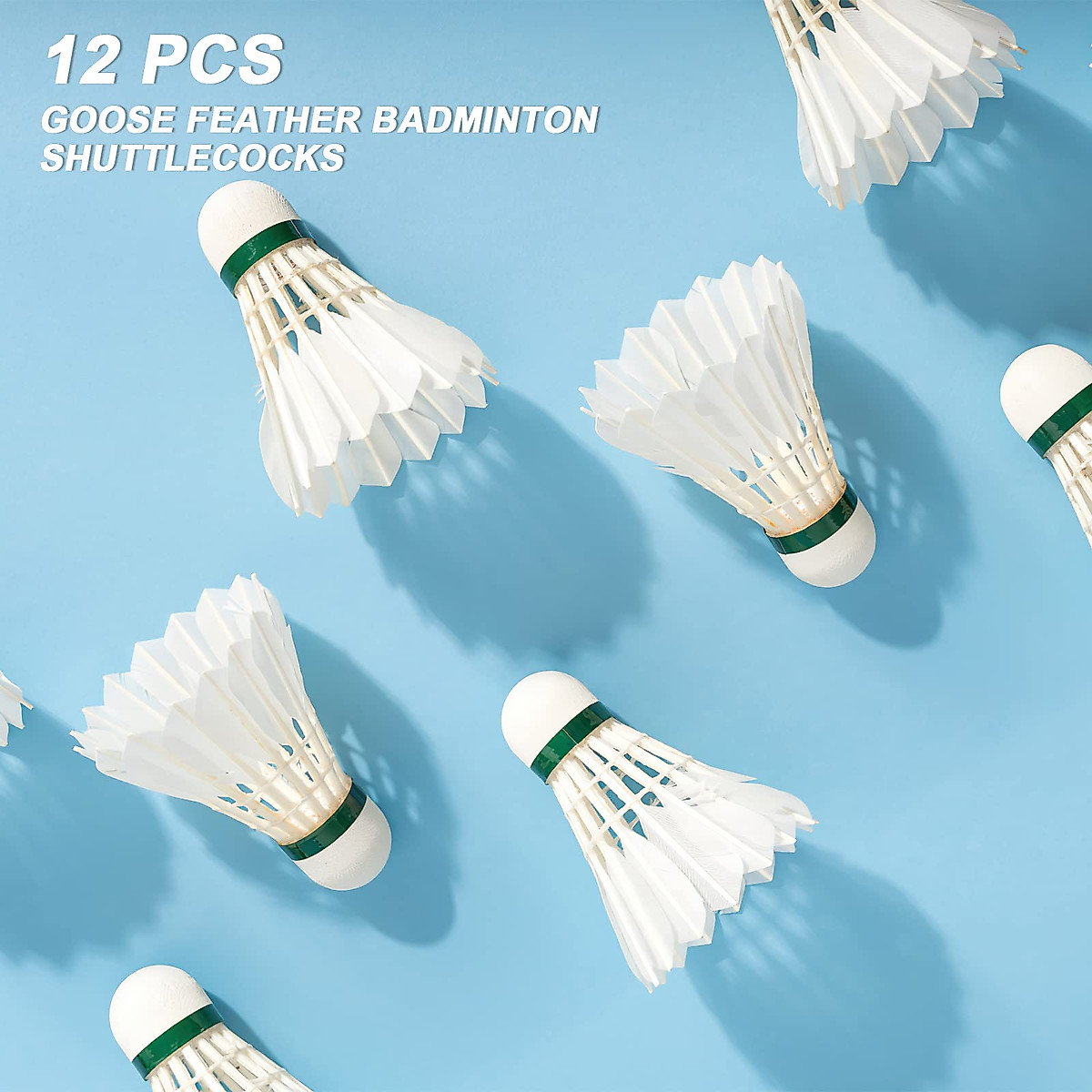 Philonext Goose Feather Badminton Shuttlecocks Birdies, 12 Pack Hight Speed Training Badminton Balls with Great Stability for Indoor Outdoor
