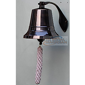 5" Solid Brass Bell Quality Marine Wall Mounted Ship Bronze Finished Hanging Bell Perfect for Dinner, Indoor, Outdoor, School, Bar, Reception, Last Order & Church by The Metal Magician