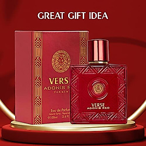 NovoGlow Verse Adonis Red for Men - 100ml Eau De Parfum Spray for Men - Long Lasting Fruity Warm & Floral Fragrance Smell Fresh All Day Long Gift for Men for All Occasions