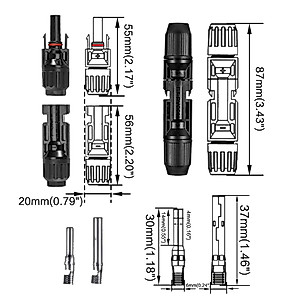 iztor 30 FT 10AWG Solar Panel Power Extension Cables with Female and Male Connector Stretch Out Your Solar Panels to Optimal Sunny Area to Catch as Much Sun as Possible