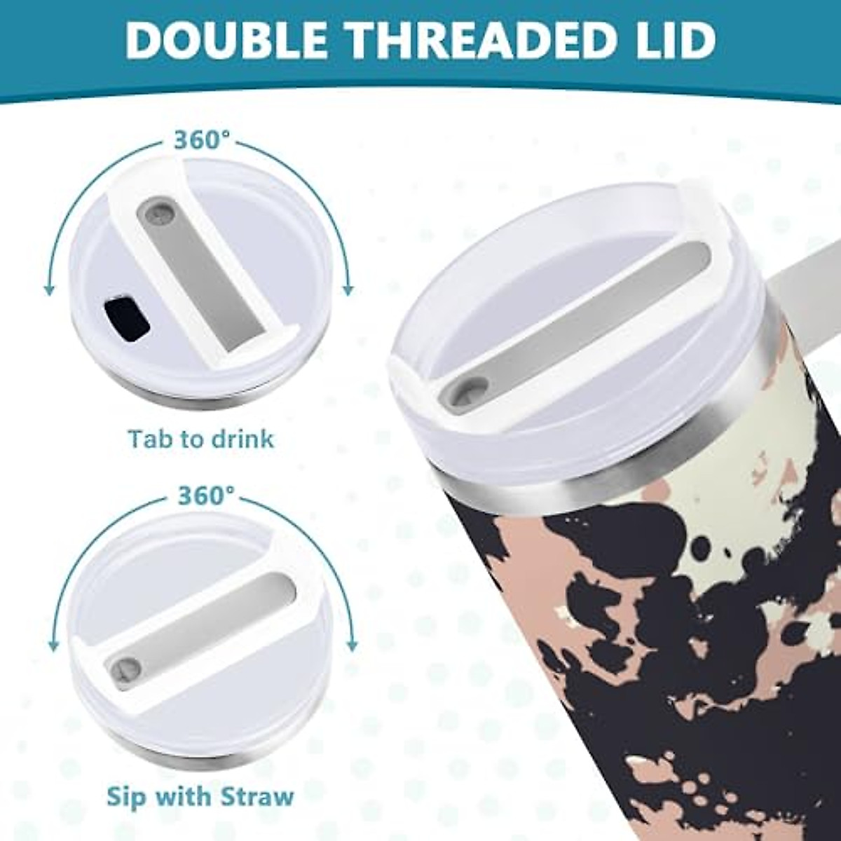 GKCLOCK 40 oz Tumbler with Handle and Straws, Insulated Reusable Stainless Steel Travel Coffee Mug Water Bottle for Office & Outdoor, Cupholder Friendly (Pink Camouflage Style)