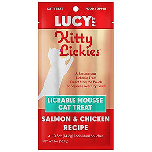 Lucy Pet Products Kitty Lickies Mousse Cat Treat Salmon & Chicken Recipe 2oz