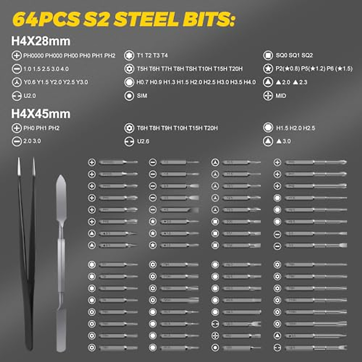 Qutraliza Mini Electric Screwdriver,64 in 1 Magnetic S2 Bits with 4 Led Light,Precision Screwdriver Set,5 Torque Settings,Cordless Screwdriver Repair Tool for Phone Laptop Camera Watch