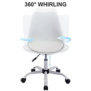 Hyfirm Home Office Desk Chair with Wheels, Swivel Rolling Study Task Chair for Teens Students, Armless Modern Computer Chair for Dorm/Bedroom/Living Room/Small Spaces with Padded Seat, White