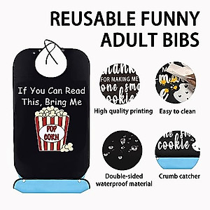 HOLLP Popcorn Lover Gift Bring Me Popcorn Reusable Adult Bibs with Crumb Catcher Popcorn Fan Gift (Popcorn)