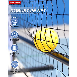 VINSGUIR Portable Pickleball Net, Pickleball Nets Designed for All Weather Conditions with Steady Metal Frame and Strong PE Net, Regulation Size Net with Carrying Bag