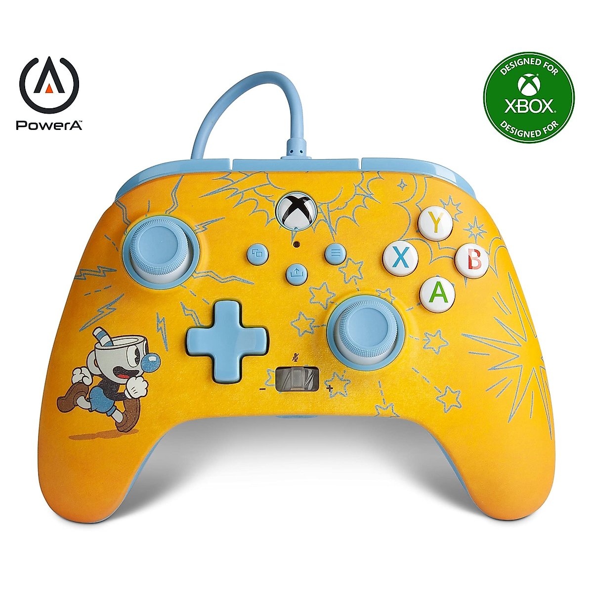 PowerA Enhanced Wired Controller for Xbox Series X|S - Cuphead: Mugman, Gamepad, Wired Video Game Controller, Gaming Controller, Xbox Series X|S - Xbox Series X