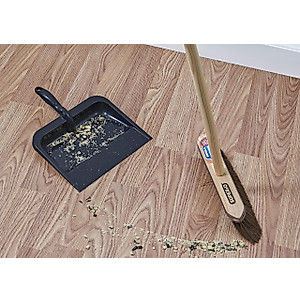 Superio Heavy Duty Plastic Dustpan with Comfort Grip Handle Black, Durable, Lightweight Multi Surface Dust Pan Easy Broom Sweeping, 10 inches Wide, 1-Pack