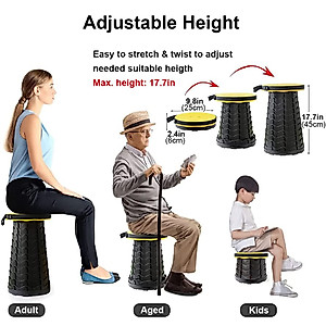 ARTIOMO Collapsible Stools for Adults - Foldable Stools for Adults, Collapsible Stool, Foldable Stool for Camping, Shopping, Hiking, Fishing, Black