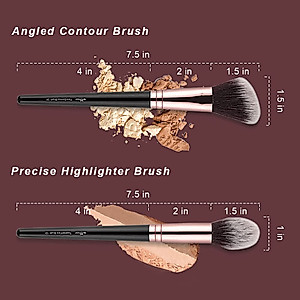 Anmor Contour and Highlighter Brush Set, Premium 2PCs Blush Bronzer Face Makeup Brush Kit, Perfect for Cheek Nose Blending Contouring