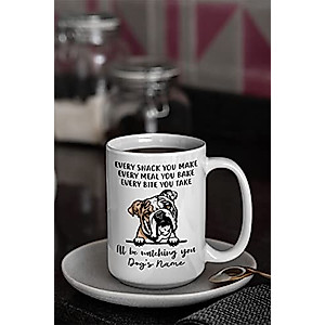 Personalized English Bulldog Coffee Mug, Every Snack You Make I'll Be Watching You, Customized Dog Mugs for Mom Dad, Gifts for Dog Lover, Mothers Day, Fathers Day, Birthday Presents