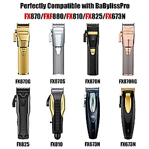 FX801R Replacement Blades for BaBylissPRO Clippers, Replacement Clipper Blades Compatible with BaBylissPRO Barberology FX870/FXF880/FX810/FX825/FX673N, Silver