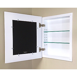 Fox Hollow Furnishings 14x18 Mirrored Medicine Cabinet - Concealed Wall Storage and Recessed Medicine Cabinet with Mirror, 2 Adjustable Shelves (Shaker White)