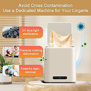Ponzyeet automatic underwear washing machine,8Lmini washing machine, stainless steel bucket, socks, bra, underwear independent deep cleaning.