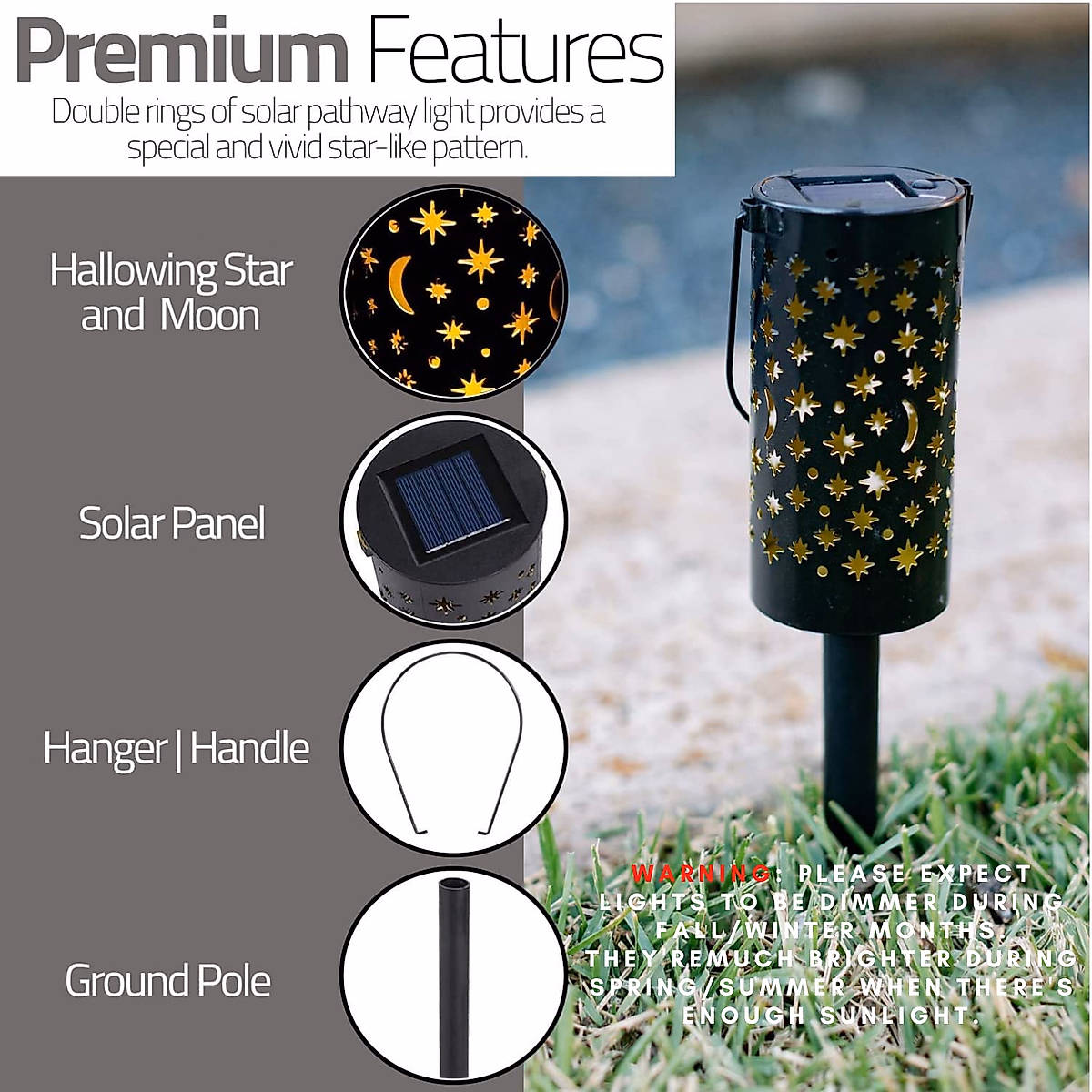 Solar Pathway Lights Outdoor Waterproof | 6 PCs Solar Hanging Lanterns - Garden Decorations Solar Powered Light Outdoor Lantern I Outside Walkway Path Decorative Ornament Bright Lighting Yard