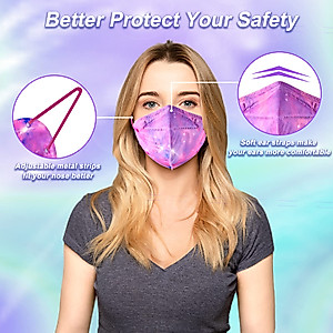 Rasav KN95 Face Masks, 30 Pack Comfortable 5 Layer Cup Dust Safety Mask, Muti-Colored Design KN95 Mask with Elastic Ear Loops for Women, Men