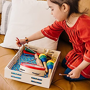 Melissa & Doug Band-in-a-Box Clap! Clang! Tap! - 10-Piece Musical Instrument Set - Kids Musical Instruments, Wooden Percussion Instruments For Toddlers And Kids Ages 3+