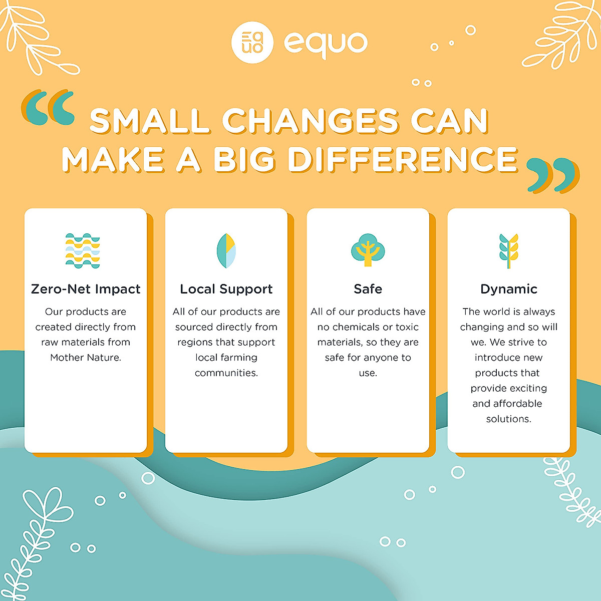 EQUO Limited Edition Coconut and Sugarcane Drinking Straws, Biodegradable and Plastic-Free, Combo Pack of 100, Standard