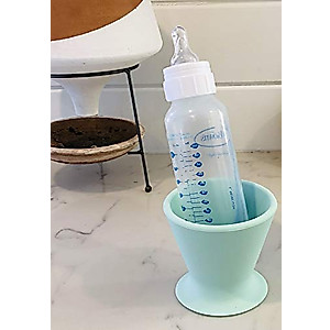 Ingenuity Bokee Baby Bottle Holder Hands Free – One-Hand Bottle or Sippy Cup Prep for Infant to Toddler, Green-Blue