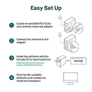 TP-Link N300 PCIe WiFi Card (TL-WN881ND), Wireless network Adapter card for PC
