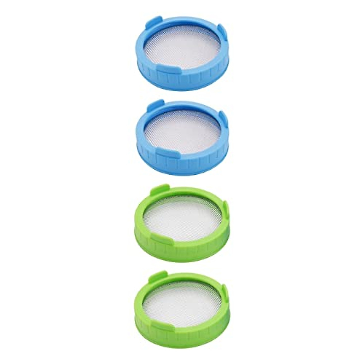 KRAZI 4 Pack Sprouting Lids, Plastic Sprout Lids with Stainless Steel Screen for Wide Mouth Mason Jars, Sprouter Sprout Maker