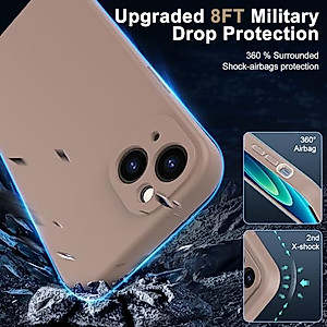 DEENAKIN for iPhone 13 Mini Case Silicone with Screen Protector - [Compatible with MagSafe] - Camera Protection - Slim Fit Protective Magnetic Phone Cover 5.4" for Men Women Girls - Light Brown