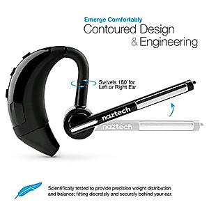 Naztech N750 Emerge Wireless BT Headset Voice Command Calls Noise Reduction Mic Perfect for Truck Drivers Compatible with iPhone, Galaxy +More [13576]