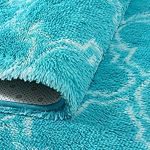 Idailic Fluffy Shaggy Area Rug 4x6 ft Large Fuzzy Plush Carpet for Bedroom Nursery Rugs for Girls Boys Room,Living Room,Playroom,Dorm,Home Decor,Baby Blue Rug