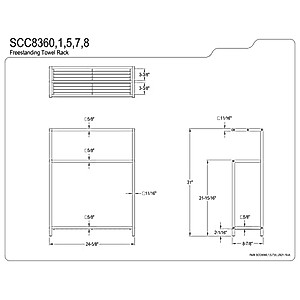 Kingston Brass SCC8360 Edenscape Freestanding Iron -Towel Rack, Matte Black