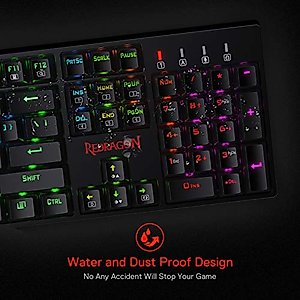 Redragon K582 SURARA RGB LED Backlit Mechanical Gaming Keyboard with 104 Keys-Linear and Quiet-Red Switches