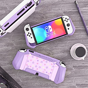 Mumba Dockable Case for Nintendo Switch OLED 2021, [Blade Series] TPU Grip Protective Cover Accessories Compatible with Nintendo Switch OLED 7 Inch and Joy-Con Controller (BBPurple)