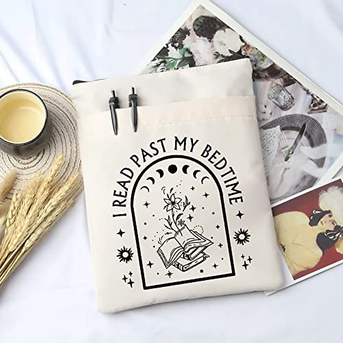 G2TUP Book Lover Gift I Read Past My Bedtime Book Sleeve Bookish Bookworm Book Covers Librarian Gift Book Nerd Gift Reader Zipper Book Protector (I Read Past My Bedtime BS)